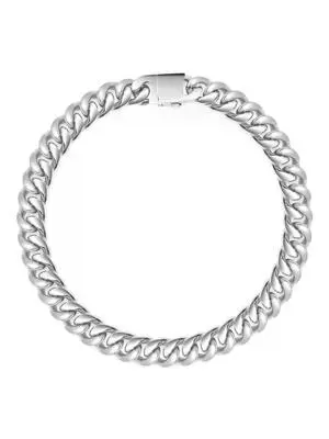 NIALAYA JEWELRY Polished Cuban Link Chain Choker Necklace - Silver
