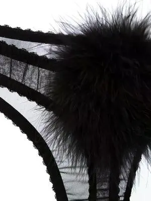 GILDA & PEARL Diana Georgette Pompom Thong - Black