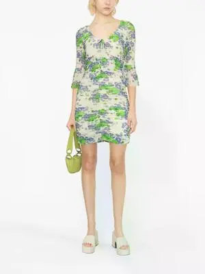 GANNI Floral-print Ruched Minidress