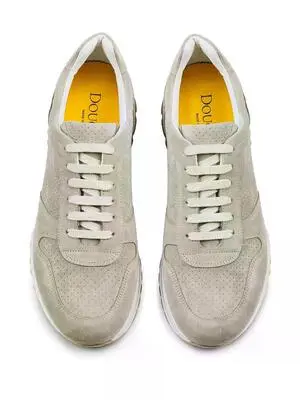DOUCAL'S Suede Lace-up Sneakers With Perforated Detailing