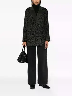P.a.r.o.s.h Cheetah-print Double-breasted Blazer - Green