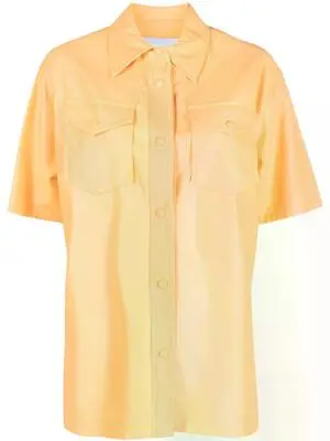STAND STUDIO Norea Faux-leather Short Sleeve Shirt - Orange