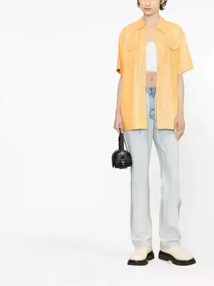 STAND STUDIO Norea Faux-leather Short Sleeve Shirt