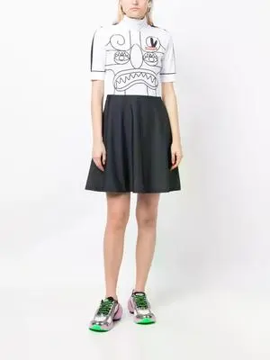 CHARLES JEFFREY Face-print Flared Minidress - Black