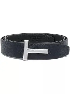 TOM FORD Logo Plaque Leather Belt - Blue