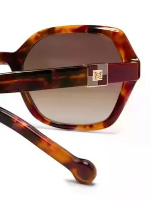 Carolina Herrera Tortoiseshell Hexagonal Frame Sunglasses