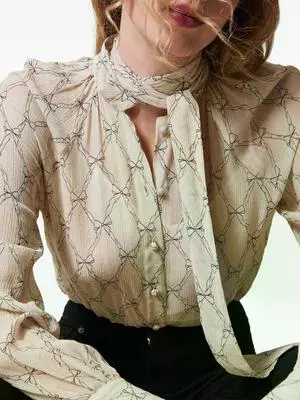 TWINSET Graphic Print Blouse With Front Tie