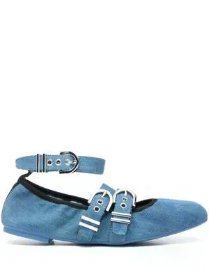 STUART WEITZMAN Maverick Leather Ballerina Shoes - Blue