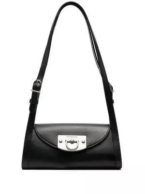 DURAZZI MILANO Flip-lock Leather Shoulder Bag - Black