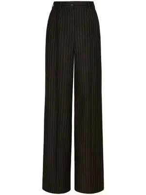 Dolce & Gabbana Pinstripe High-waist Wide-leg Trousers - Black