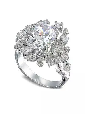 ANABELA CHAN 18kt White Gold Posy Diamond Ring - Silver