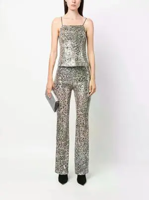 Liu Jo Sequin Embellished High-waisted Straight-leg Trousers