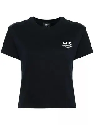 A.p.c. A.P.C. Logo Embroidered Cotton T-Shirt Blue