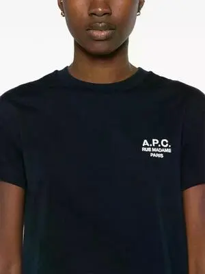 A.p.c. Logo Embroidered Cotton T-shirt - Blue
