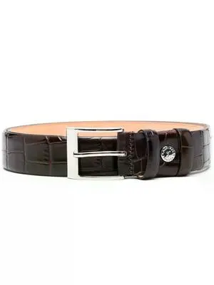 ASPINAL OF LONDON Crocodille-effect Embossed Belt - Brown