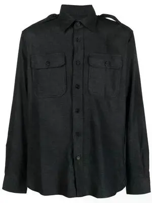Ralph Lauren Purple Label Pointed-collar Button-up Cotton Blend Shirt