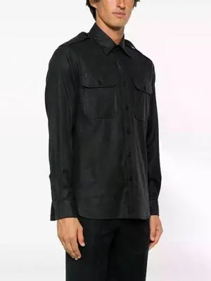 Ralph Lauren Purple Label Pointed-collar Button-up Cotton Blend Shirt