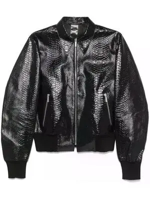 SAPIO Nº13 Calf Leather Snakeskin Effect Bomber Jacket