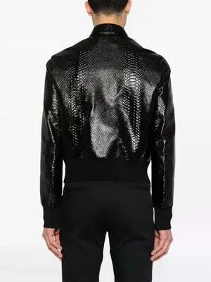 SAPIO Nº13 Calf Leather Snakeskin Effect Bomber Jacket