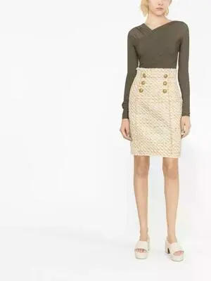 Balmain Button-embellished Tweed Skirt - Neutrals