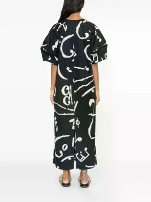 ALYSI Abstract Print V-neck Maxi Dress