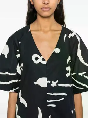 ALYSI Abstract Print V-neck Maxi Dress