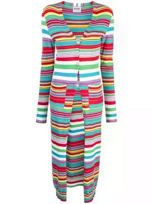 Moschino Horizontal Stripe V-neck Cardigan - Red