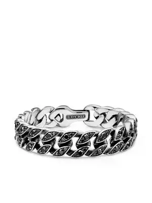 David Yurman Sterling Black Diamond Curb Chain Bracelet