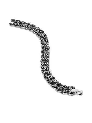 David Yurman Sterling Black Diamond Curb Chain Bracelet