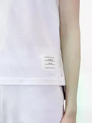 Thom Browne Relaxed Fit Piqué T-shirt With Signature Trim - Blue