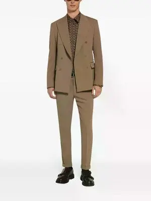 Dolce & Gabbana Brown Wool Blend Tapered Trousers - Neutrals