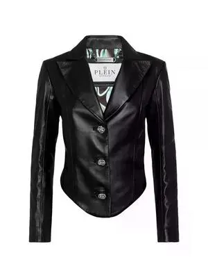 Philipp Plein Leather Blazer - Black