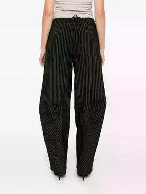 ROTATE BY BIRGER CHRISTENSEN Pinstriped Cargo Trousers With Floral Appliqu