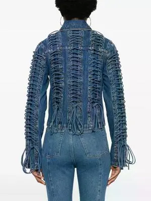 JEAN PAUL GAULTIER Lace-up Embellished Denim Jacket