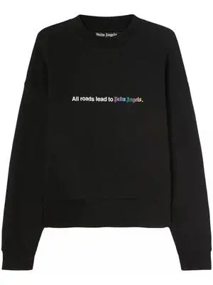 Palm Angels All Roads Slogan-print Cotton Sweatshirt
