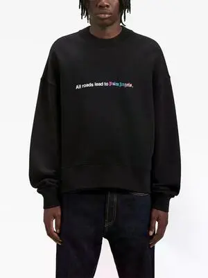 Palm Angels All Roads Slogan-print Cotton Sweatshirt