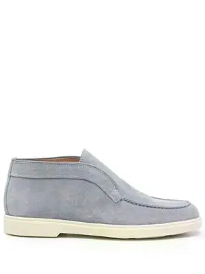 Santoni Suede Slip-on Boots - Blue