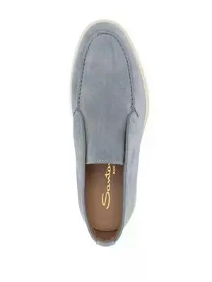 Santoni Suede Slip-on Boots - Blue