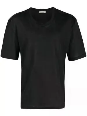 LANEUS Plain Crew-neck T-shirt - Black