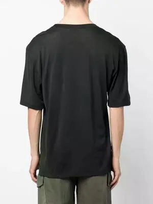 LANEUS Plain Crew-neck T-shirt