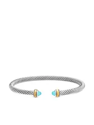 David Yurman 18k Yellow Gold And Sterling Classic Cable Turquoise Bracelet