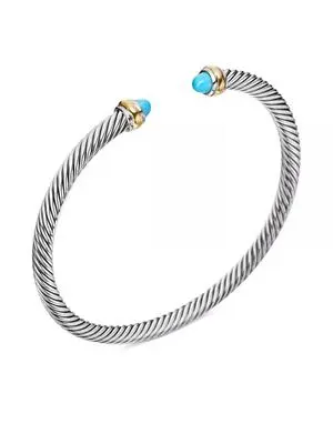 David Yurman 18k Yellow Gold And Sterling Classic Cable Turquoise Bracelet