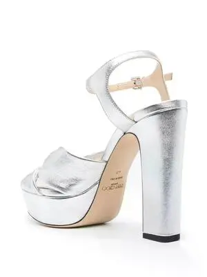 JIMMY CHOO 120mm Metallic Nappa Leather Sandals - Silver