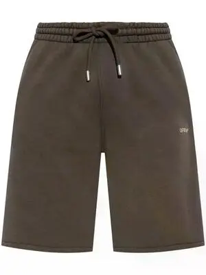 Off-White Cotton Track Shorts With Signature Arrows Motif
