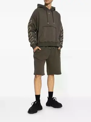 Off-White Cotton Track Shorts With Signature Arrows Motif