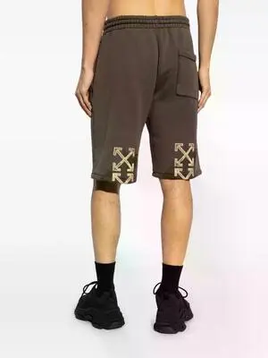Off-White Cotton Track Shorts With Signature Arrows Motif