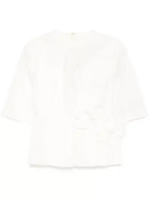 Elie Saab White Poplin Blouse With 3d Detailing