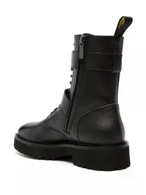 DOUCAL'S Buckled Leather Combat Boots