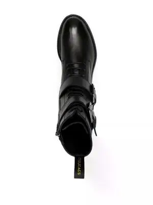 DOUCAL'S Buckled Leather Combat Boots