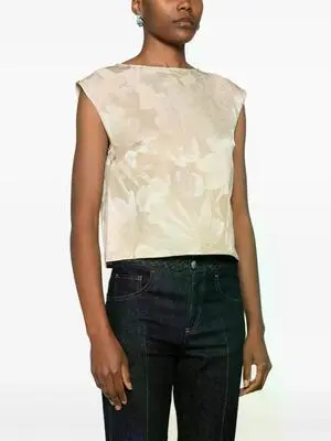 Incotex Floral Jacquard Sleeveless Top